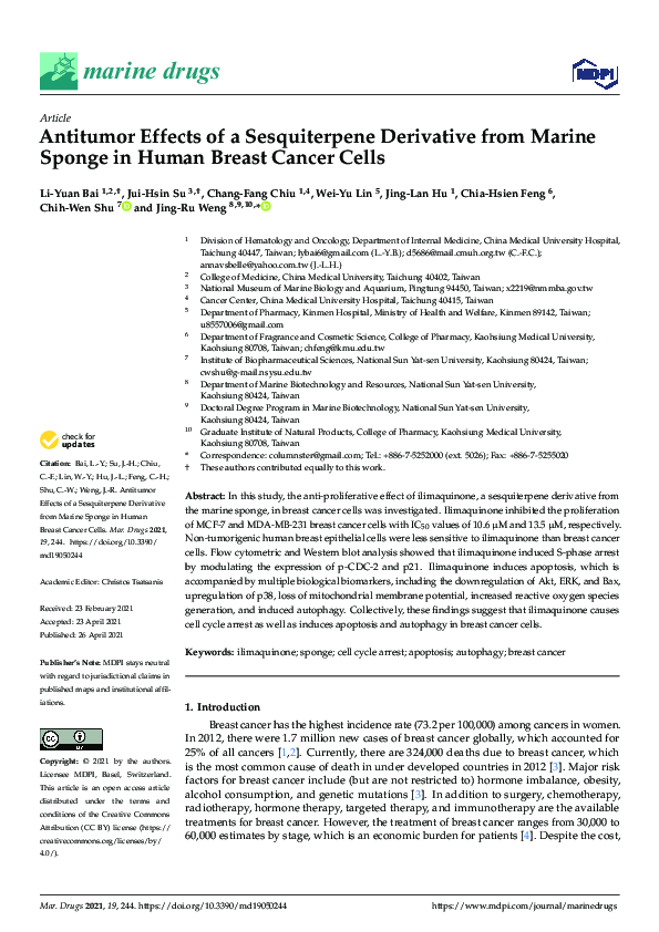 (PDF) Antitumor Effects of a Sesquiterpene Derivative from Marine ...