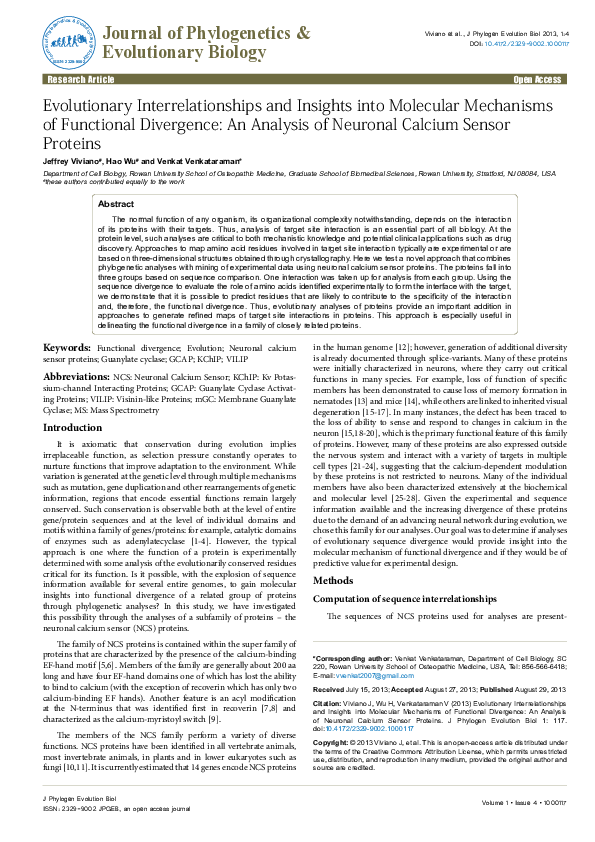 (PDF) Evolutionary Interrelationships and Insights into Molecular Mechanisms of Functional ...