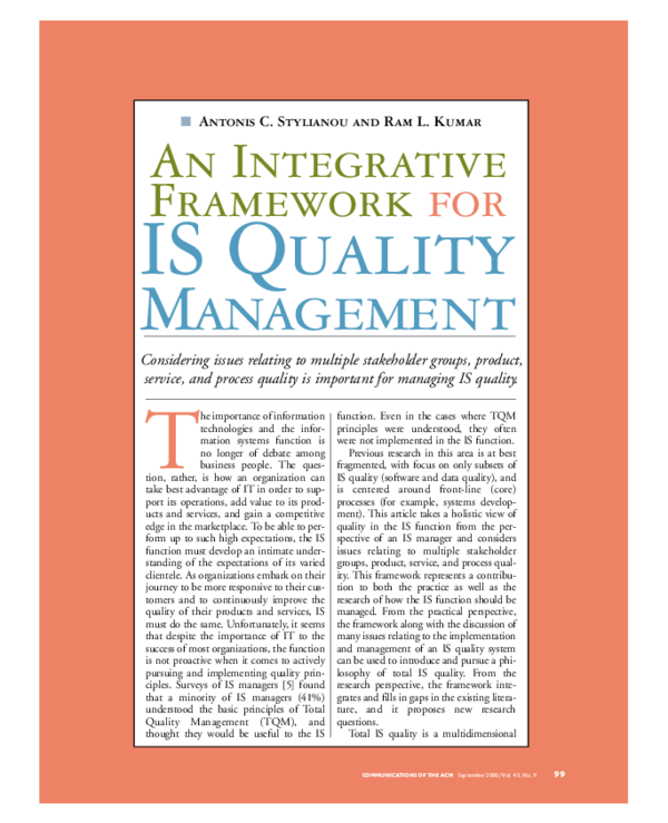 (PDF) An integrative framework for IS quality management