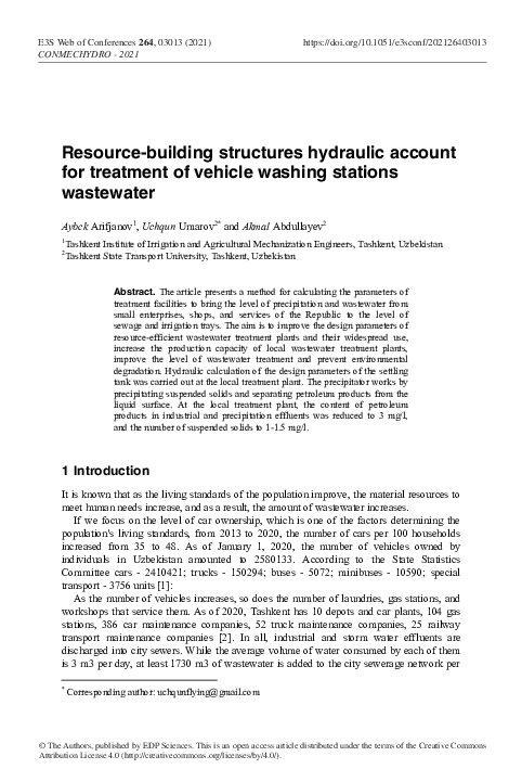 (PDF) Resource-building structures hydraulic account for treatment of ...