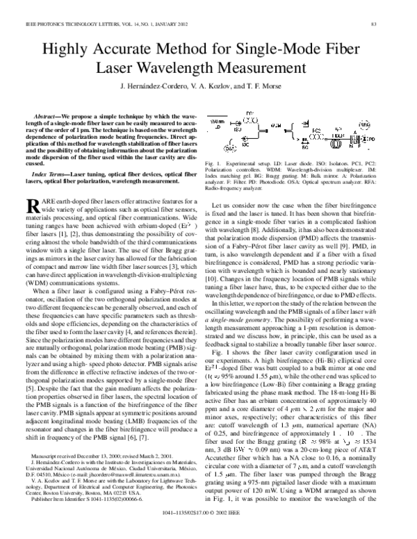 (PDF) Highly accurate method for single-mode fiber laser wavelength ...