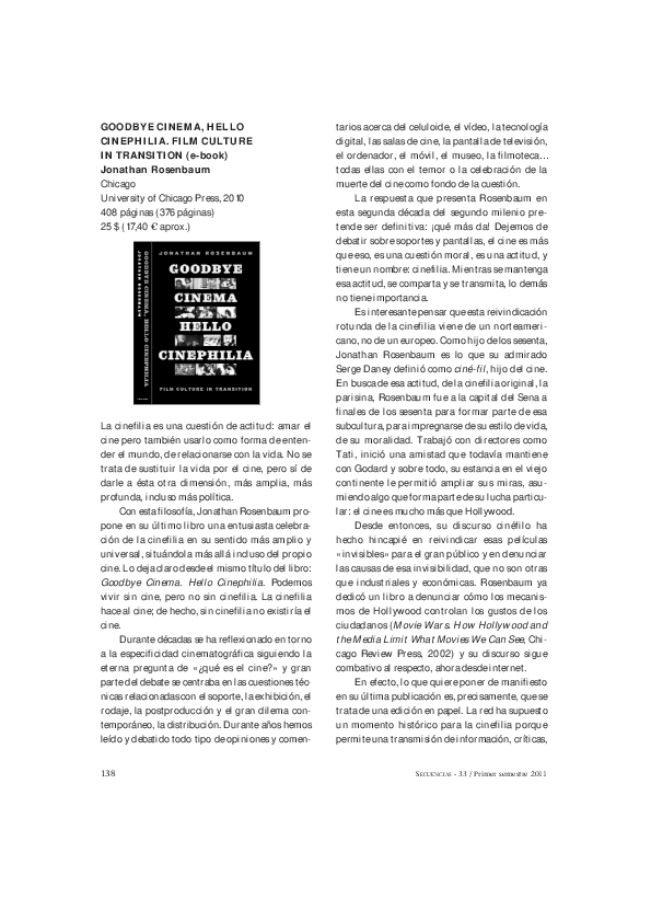(PDF) Goodbye Cinema, Hello Cinephilia