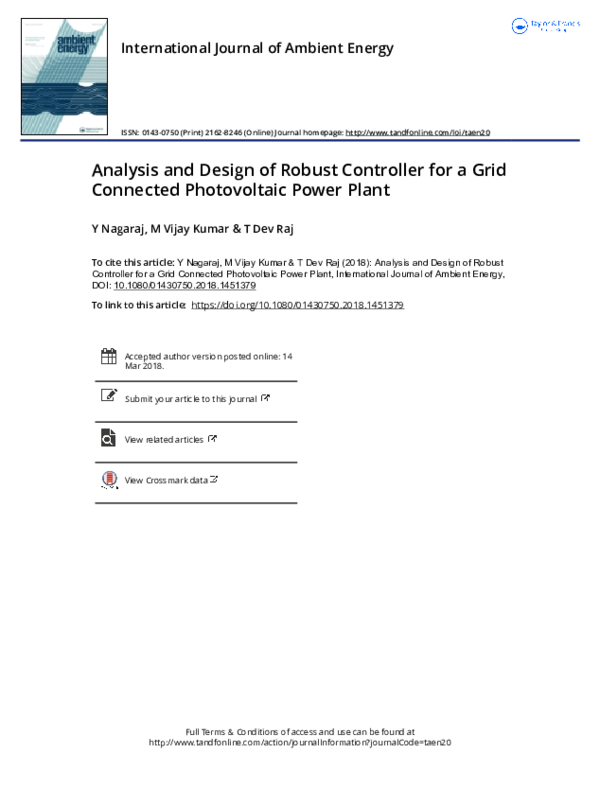 (PDF) Analysis and design of a robust controller for a grid-connected ...
