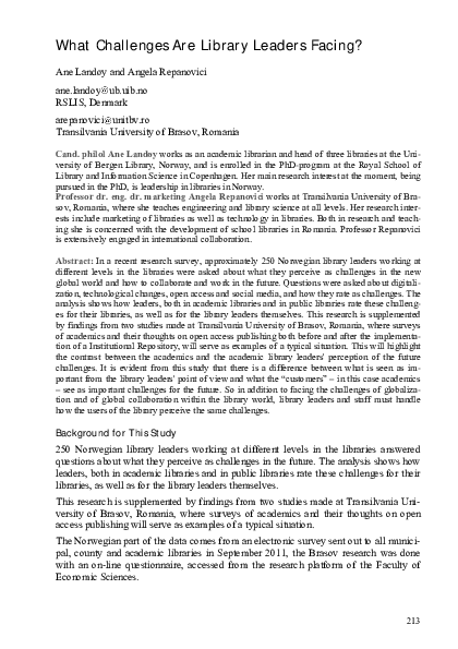 (PDF) What Challenges Are Library Leaders Facing?