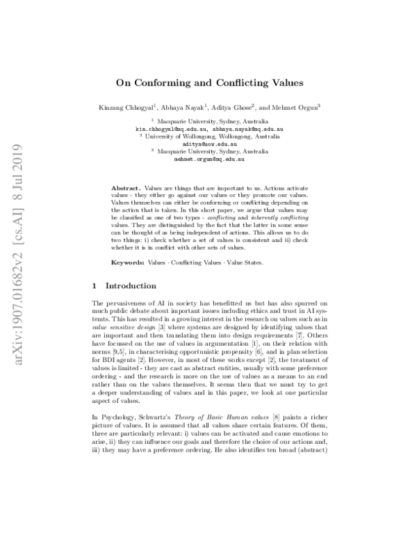 (PDF) On Conforming and Conflicting Values | Hoa Dam - Academia.edu