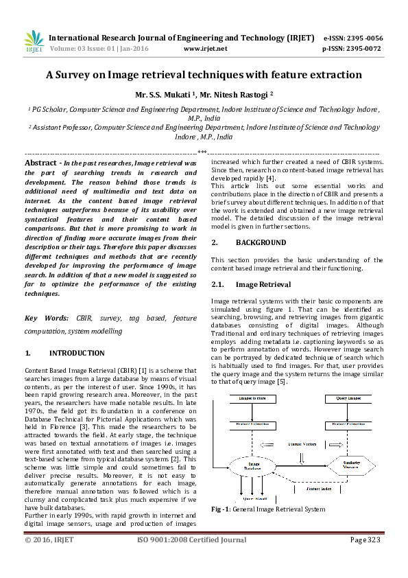 Pdf A Survey On Image Retrieval Techniques With Feature Extraction
