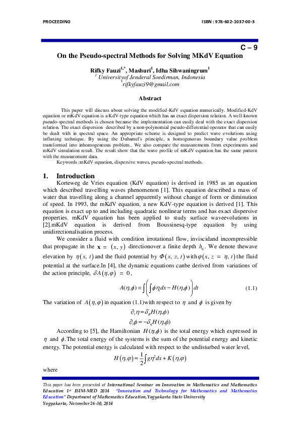 (PDF) On the Pseudo-spectral Methods for Solving MKdV Equation