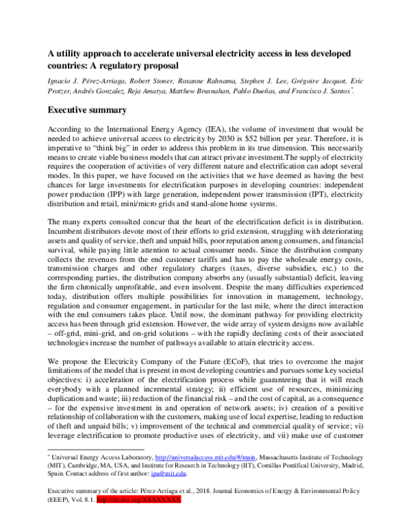 (PDF) A Utility Approach to Accelerate Universal Electricity Access in ...