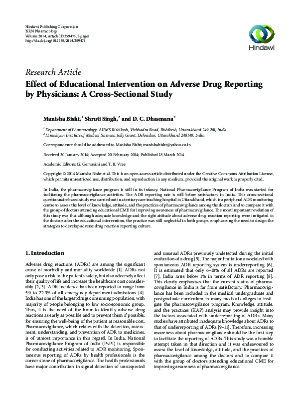 (PDF) Effect of Educational Intervention on Adverse Drug Reporting by ...