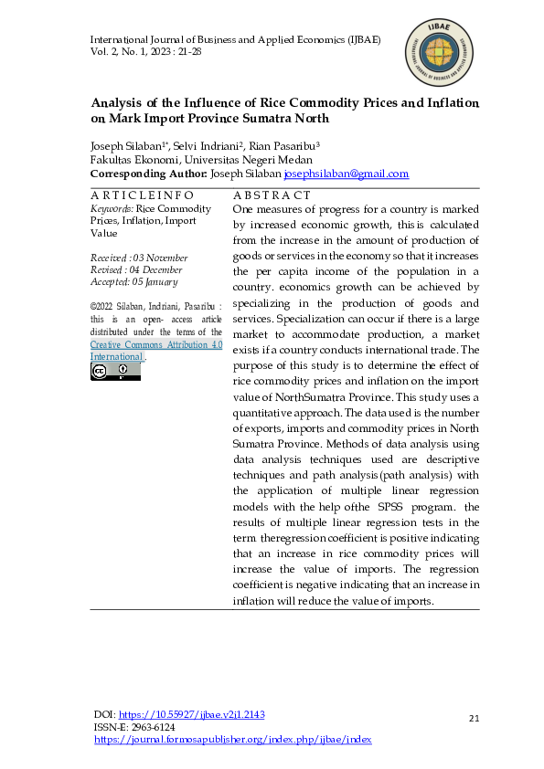 (PDF) Analysis of the Influence of Rice Commodity Prices and Inflation ...