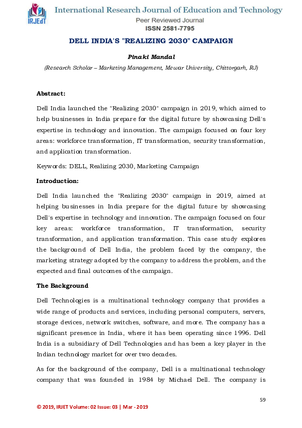 (PDF) DELL INDIA'S "REALIZING 2030" CAMPAIGN