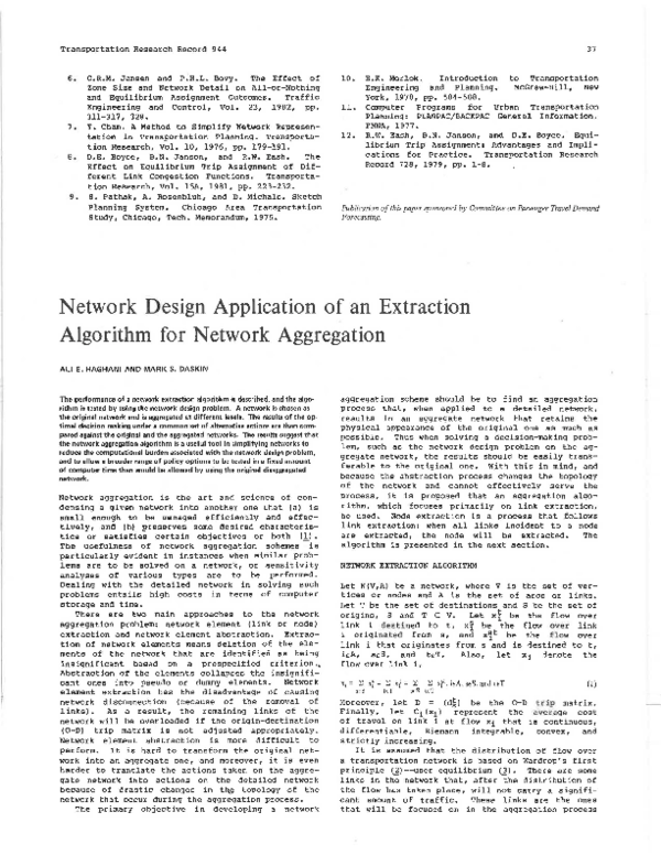 Pdf Network Design Application Of An Extraction Algorithm For Network