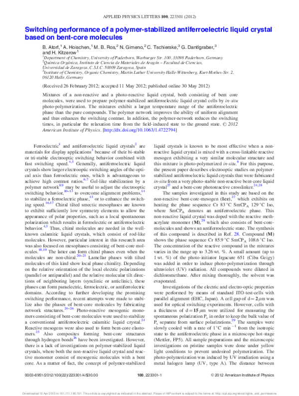 (PDF) Switching performance of a polymer-stabilized antiferroelectric ...