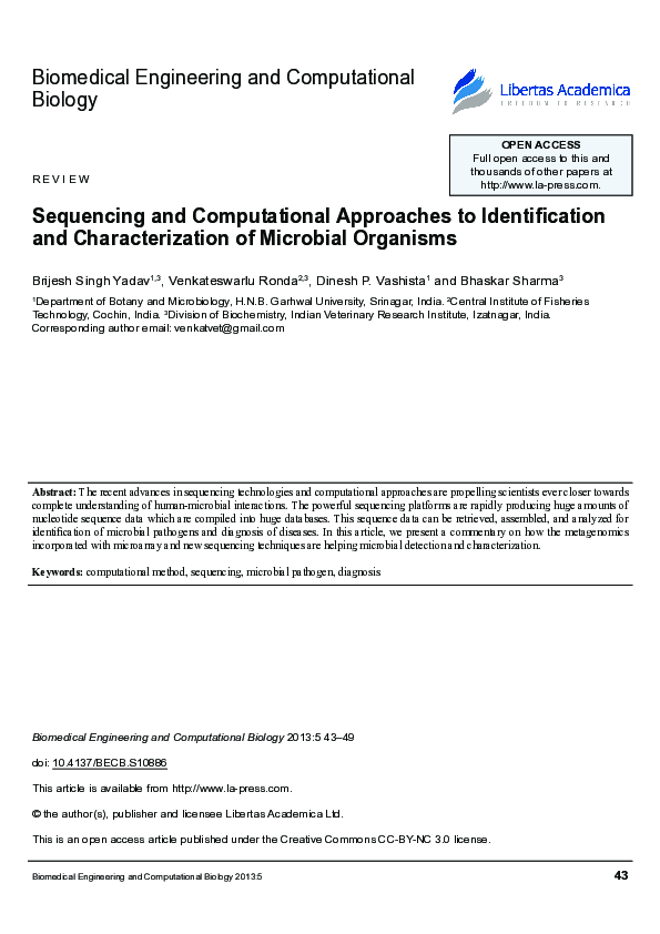 (PDF) Sequencing and Computational Approaches to Identification and ...