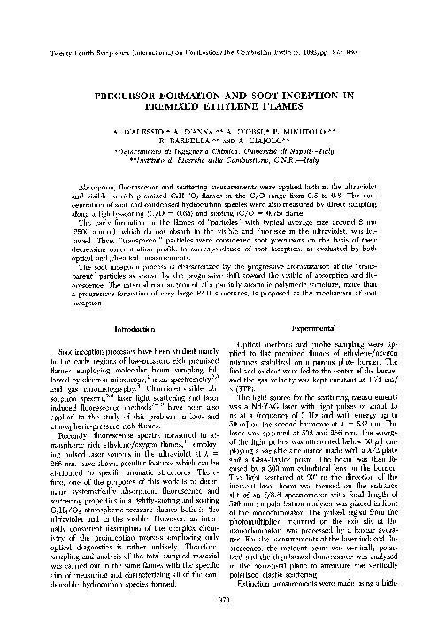 (PDF) Precursor formation and soot inception in premixed ethylene flames