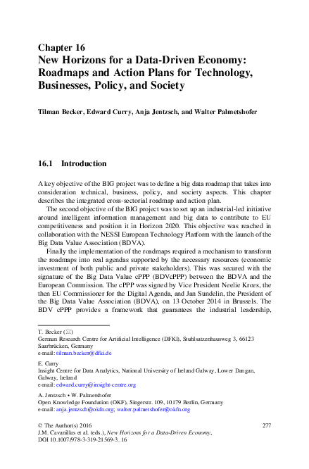 (PDF) New Horizons for a Data-Driven Economy: Roadmaps and Action Plans for Technology ...