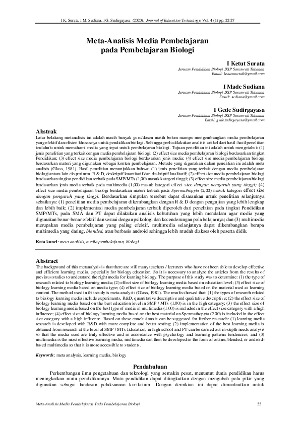 (PDF) Meta-Analisis Media Pembelajaran Pada Pembelajaran Biologi