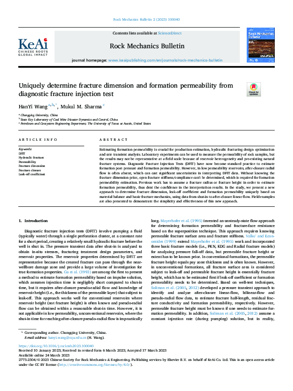 (PDF) Uniquely determine fracture dimension and formation permeability ...