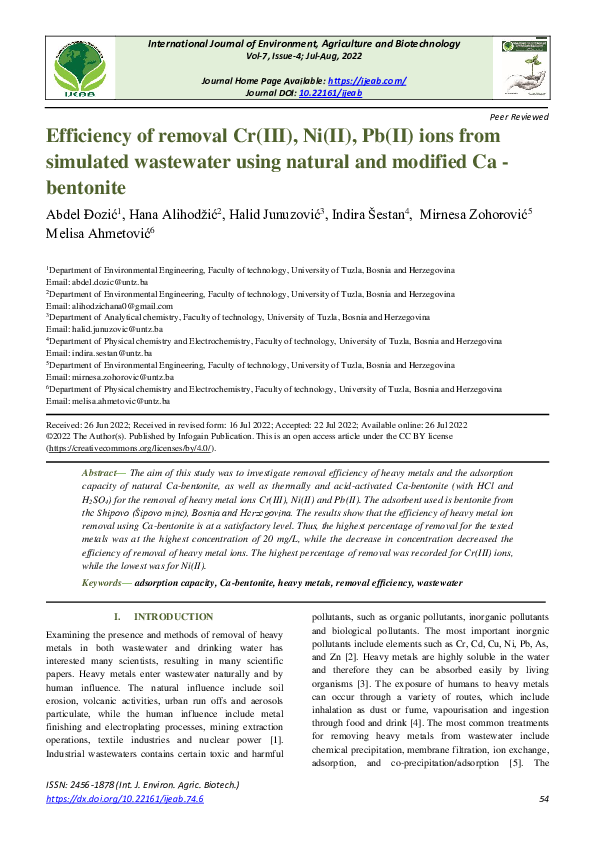 (PDF) Efficiency of removal Cr(III), Ni(II), Pb(II) ions from simulated wastewater using natural ...