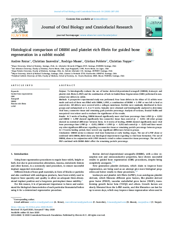 (PDF) Histological comparison of DBBM and platelet rich fibrin for ...