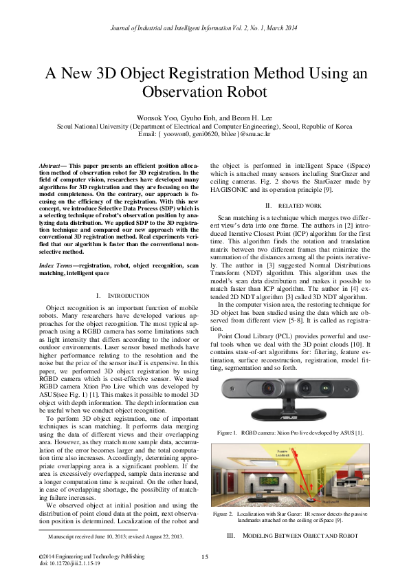 (PDF) A New 3D Object Registration Method Using an Observation Robot