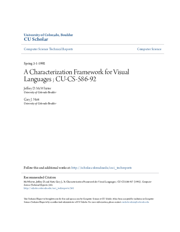 (PDF) A characterization framework for visual languages