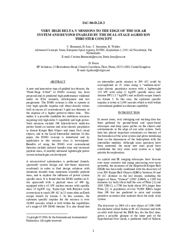 (PDF) Very high delta-V missions to the edge of the solar system and ...