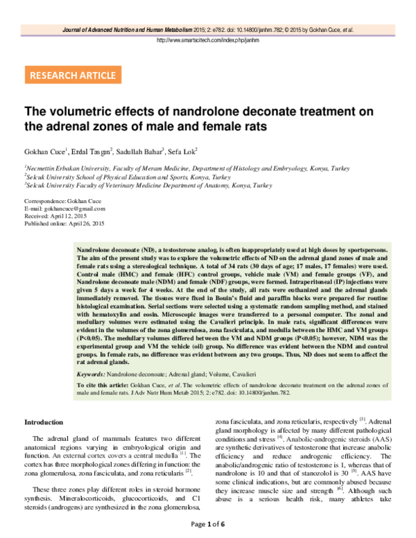 (PDF) The volumetric effects of nandrolone deconate treatment on the ...