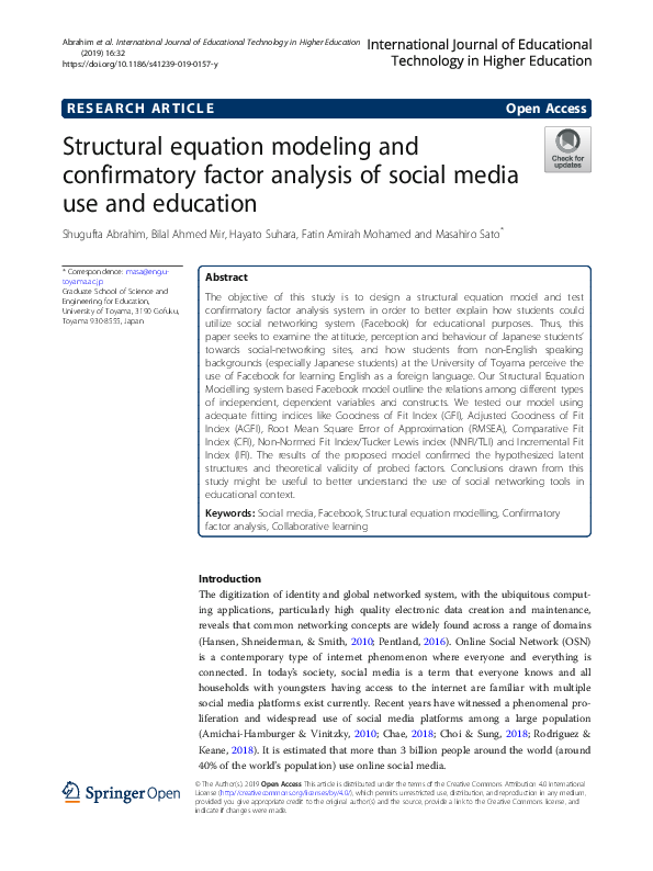 (PDF) Structural equation modeling and confirmatory factor analysis of ...
