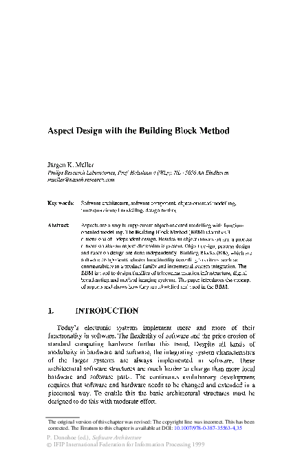 (PDF) Aspect Design with the Building Block Method
