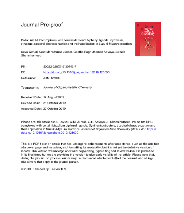 (PDF) Palladium NHC complexes with benzimidazolium biphenyl ligands ...