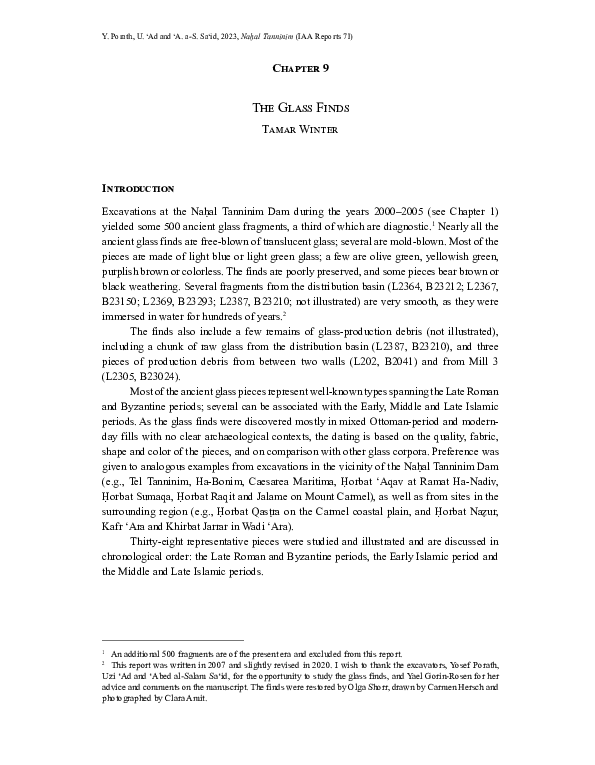 (PDF) Winter T. 2023. The Glass Finds (from the Nahal Tanninim Dam and ...