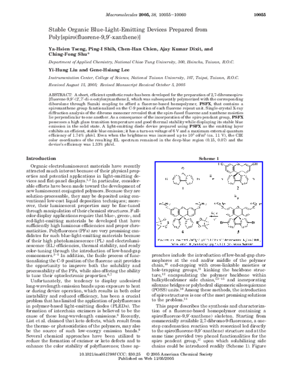 (PDF) Stable Organic Blue-Light-Emitting Devices Prepared from Poly ...