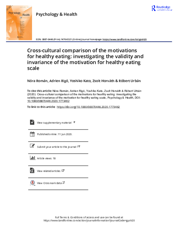 (PDF) Cross-cultural comparison of the motivations for healthy eating ...