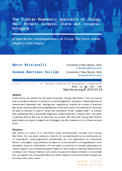 (PDF) The Counter-Hegemonic Spectacle of Occupy Wall Street: Integral ...