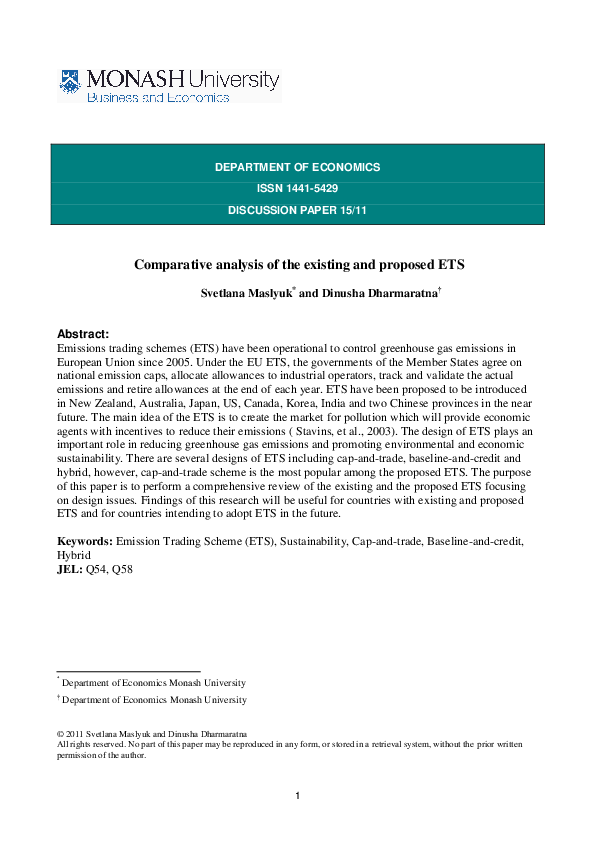 (PDF) Analysis of Existing and Proposed ETS Designs