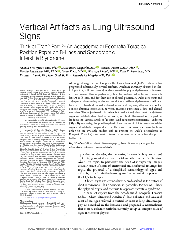 (PDF) Vertical Artifacts as Lung Ultrasound Signs: Trick or Trap? Part ...