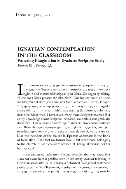 (PDF) Ignatian Contemplation in the Classroom: Fostering Imagination in ...