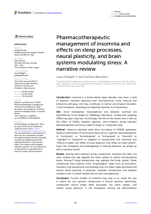 (PDF) Pharmacotherapy for Insomnia: Effects on Sleep and Brain Health