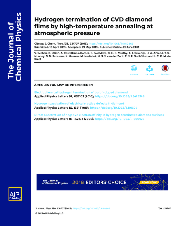 (PDF) Hydrogen termination of CVD diamond films by high-temperature ...