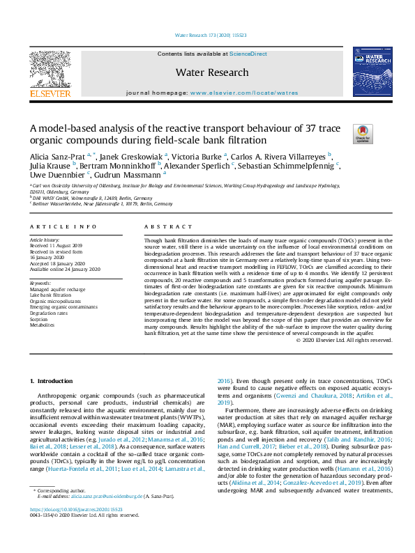 (PDF) A model-based analysis of the reactive transport behaviour of 37 ...