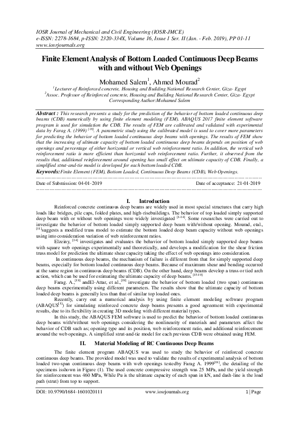 (PDF) Finite Element Analysis of Bottom Loaded Continuous Deep Beams ...