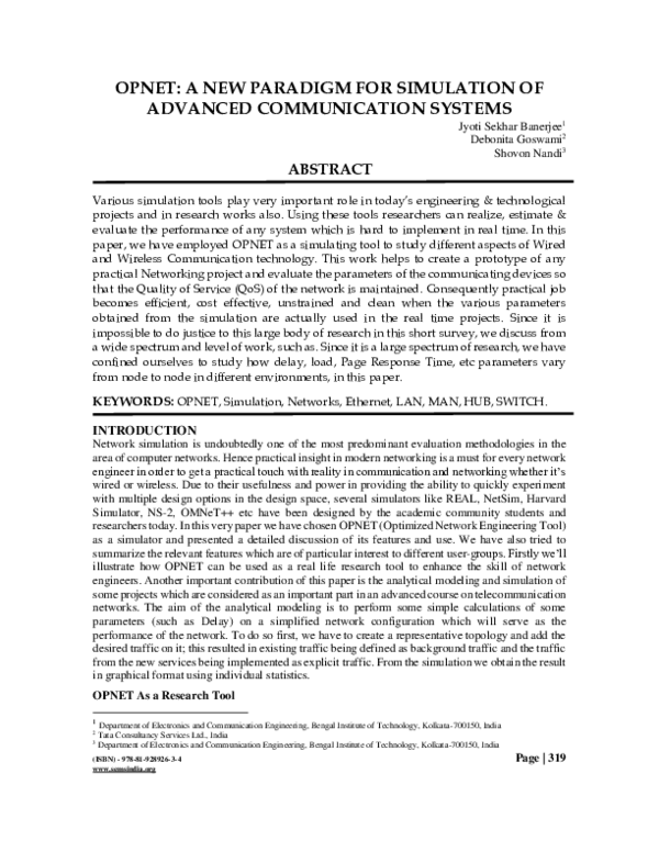 (PDF) Opnet: A New Paradigm For Simulation Of Advanced Communication Systems