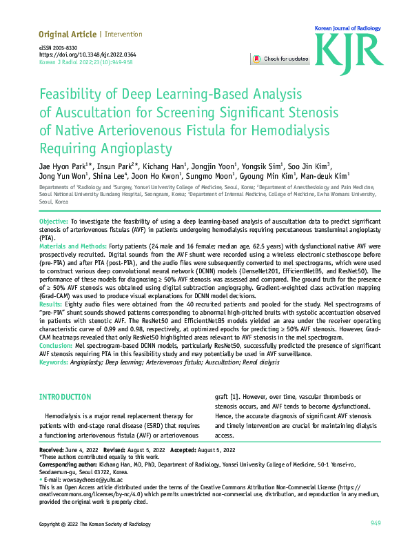 (PDF) Feasibility of Deep Learning-Based Analysis of Auscultation for ...