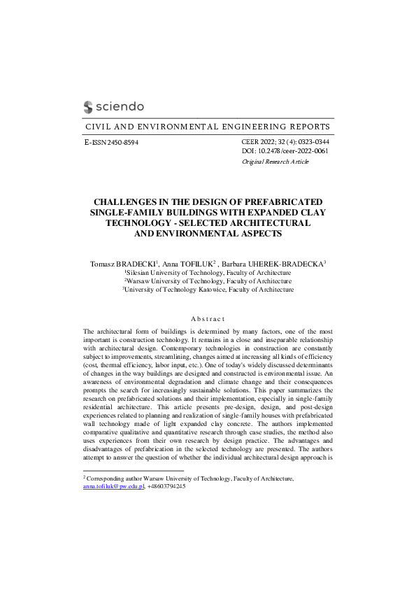 (PDF) Challenges in the Design of Prefabricated Single-Family Buildings with Expanded Clay ...