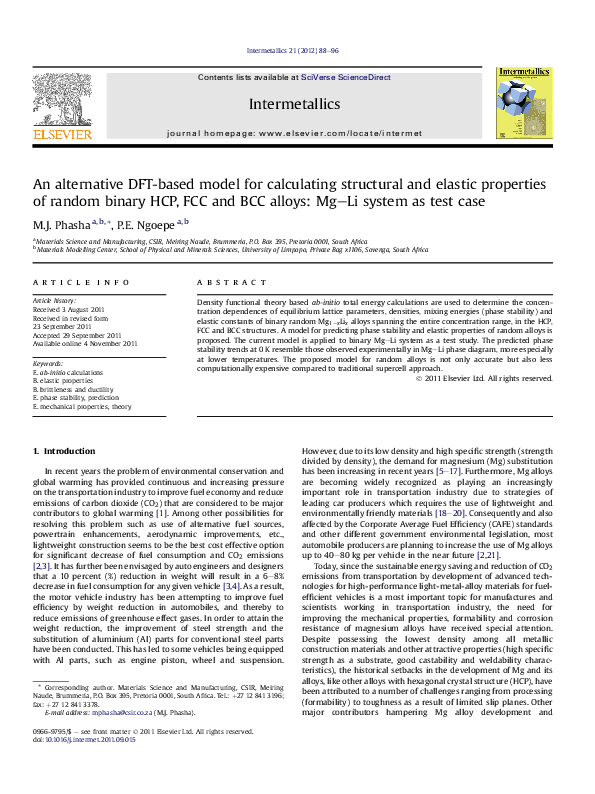 (PDF) An alternative DFT-based model for calculating structural and elastic properties of random ...
