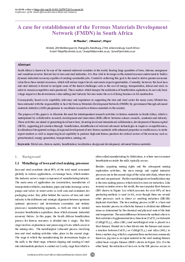 (PDF) A case for establishment of the Ferrous Materials Development ...