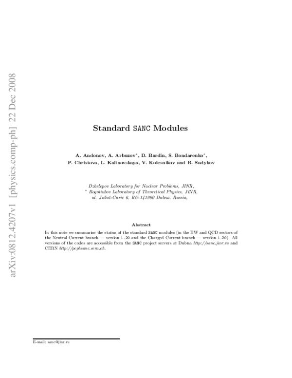 (PDF) Standard SANC modules