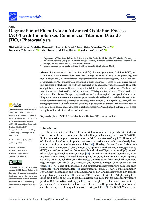 (PDF) Degradation of Phenol via an Advanced Oxidation Process (AOP ...