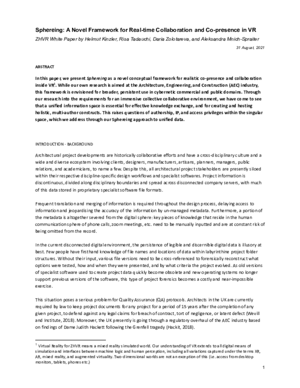 (PDF) Sphereing: A Novel Framework for Real-time Collaboration and Co ...